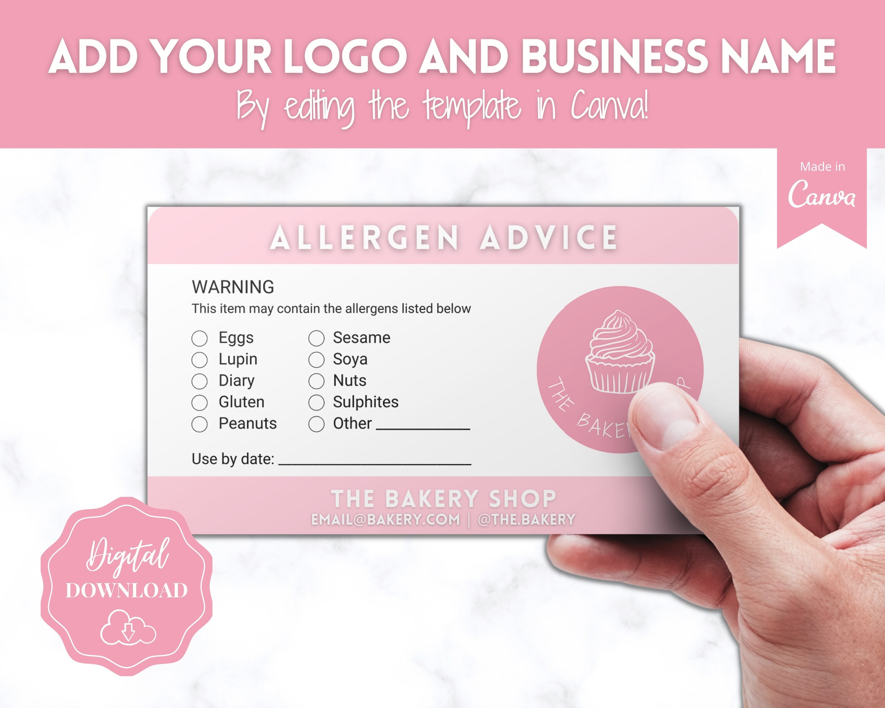 EDITABLE Allergy Label Template Allergen Label Allergy | Etsy UK