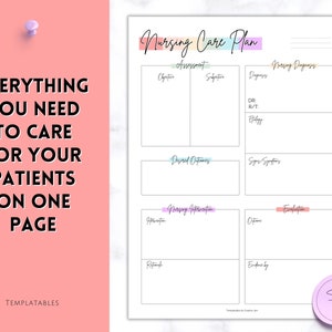 Printable Nursing Care Plan Template, Nursing Notes Assessment, Nursing ...