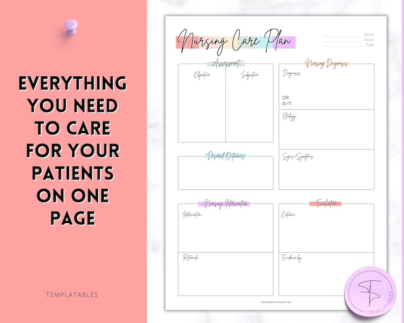 Nursing Care Plan Template, Printable Nursing Notes Assessment, Nursing ...