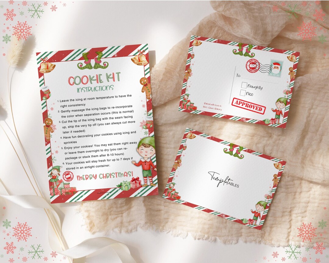 Christmas DIY Cookie Kit Instructions Card, EDITABLE Cookie ...