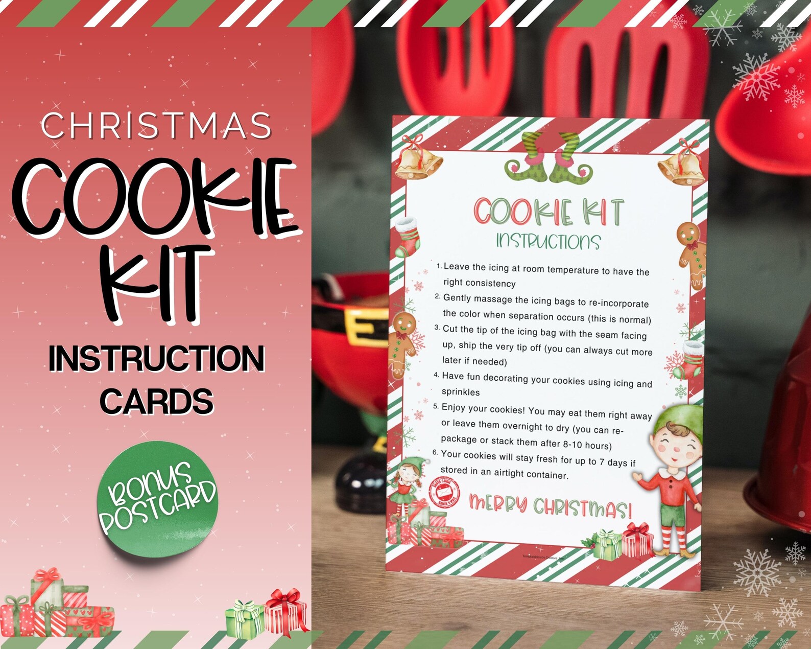 Christmas DIY Cookie Kit Instructions Card, EDITABLE Cookie ...