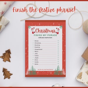 Holiday Finish My Phrase Game! Christmas Game Printables, Xmas Party ...