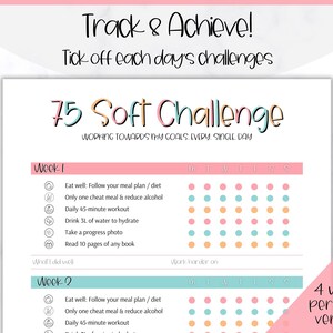 75 SOFT Challenge Tracker, 75soft Printable, 75soft, Easier 75 Hard ...