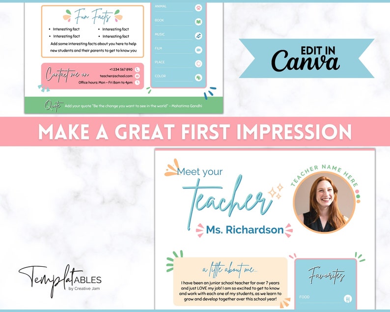 EDITABLE Meet the Teacher Template Meet Your Teacher - Etsy Australia