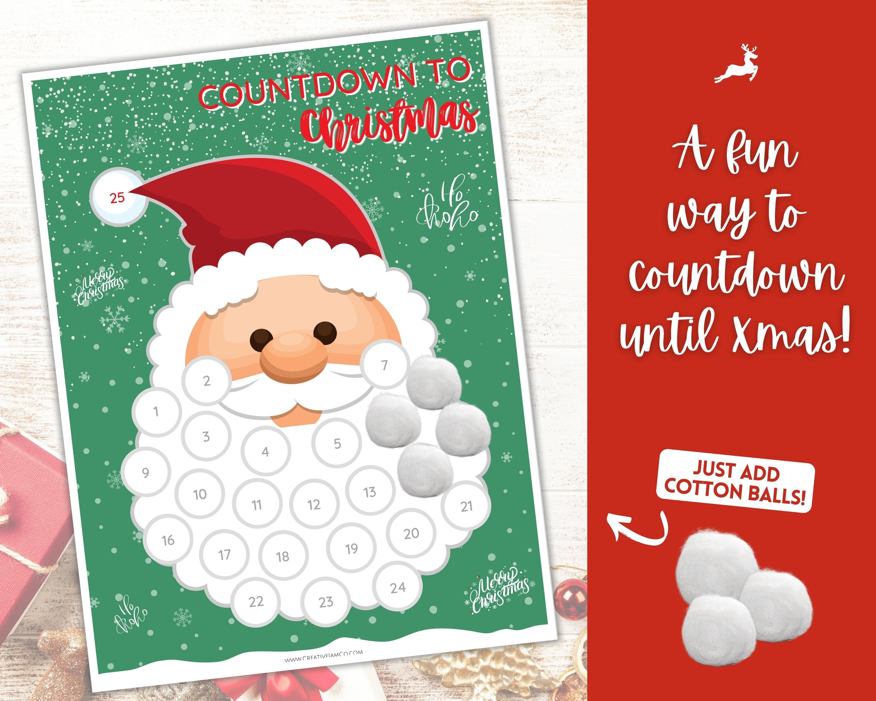 Santa Christmas Countdown Countdown to Christmas Printable - Etsy