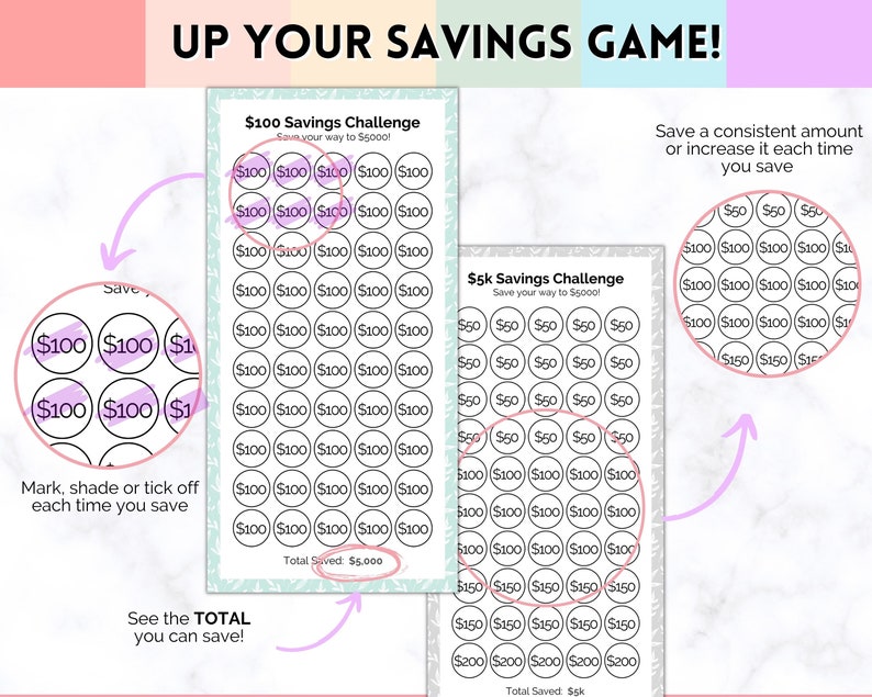 A6 Savings Challenge Printables BUNDLE Set of 12 Saving - Etsy