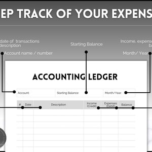 Printable Accounting Ledger, Business Ledger Book, Accounting Template ...