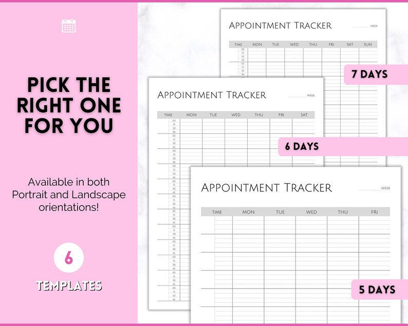 Appointment Tracker Printable, 15 Minute, Salon Planner, Therapist Appt, Beauty Appointments ...