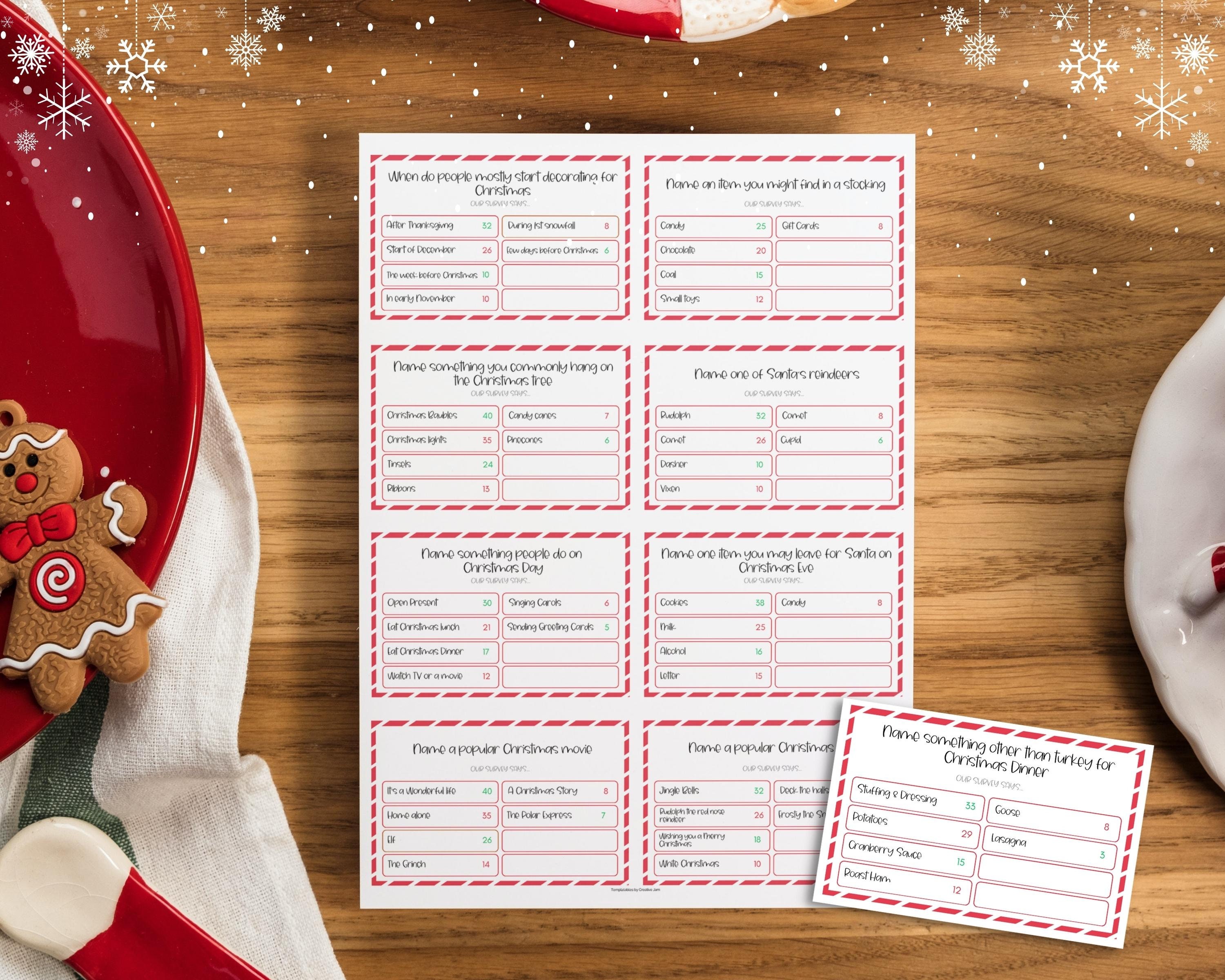Christmas Family Feud Game! Holiday Family Quiz Game, Printable Xmas ...