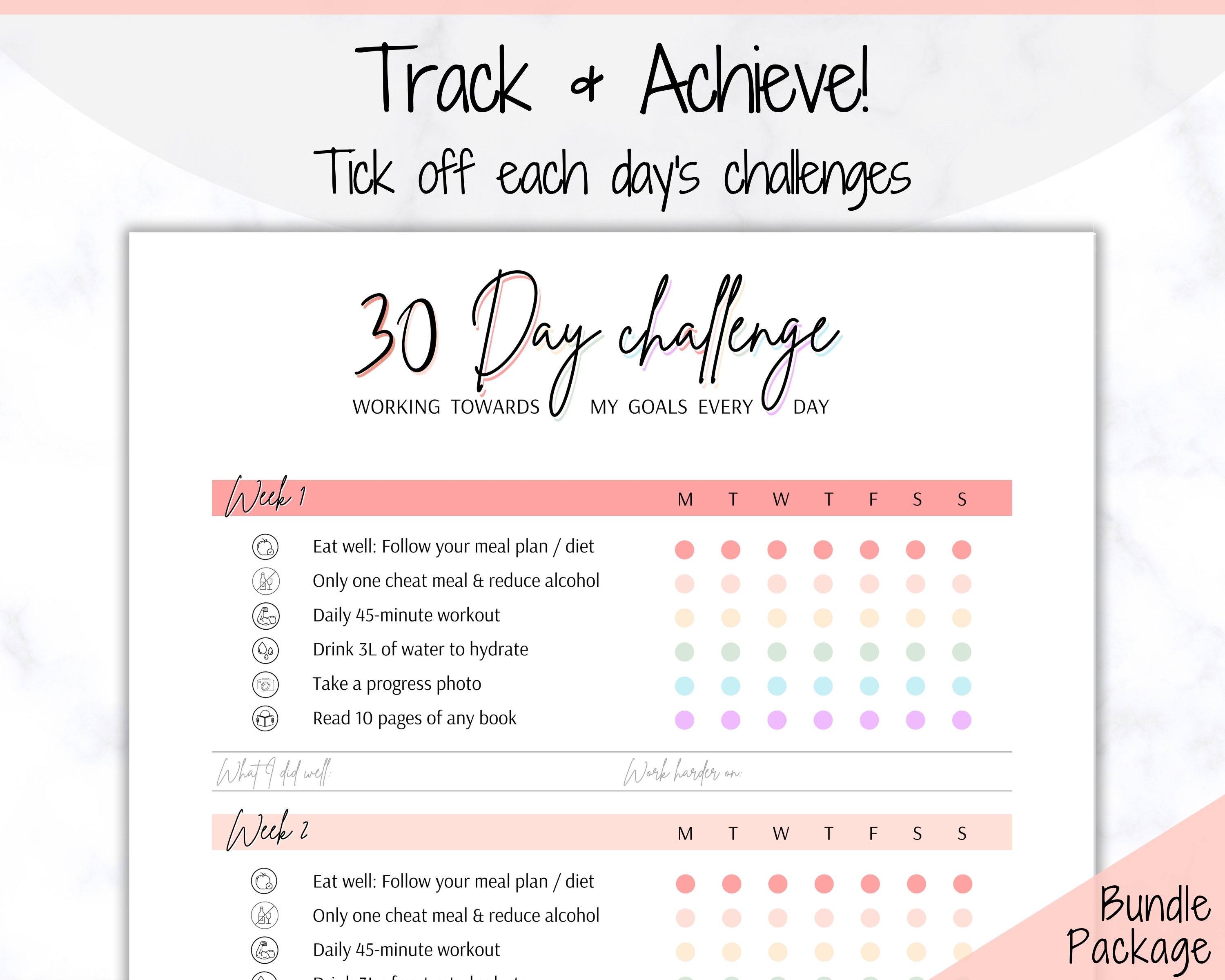 30 Day Habit Tracker Printable EDITABLE 30 Day Challenge | Etsy