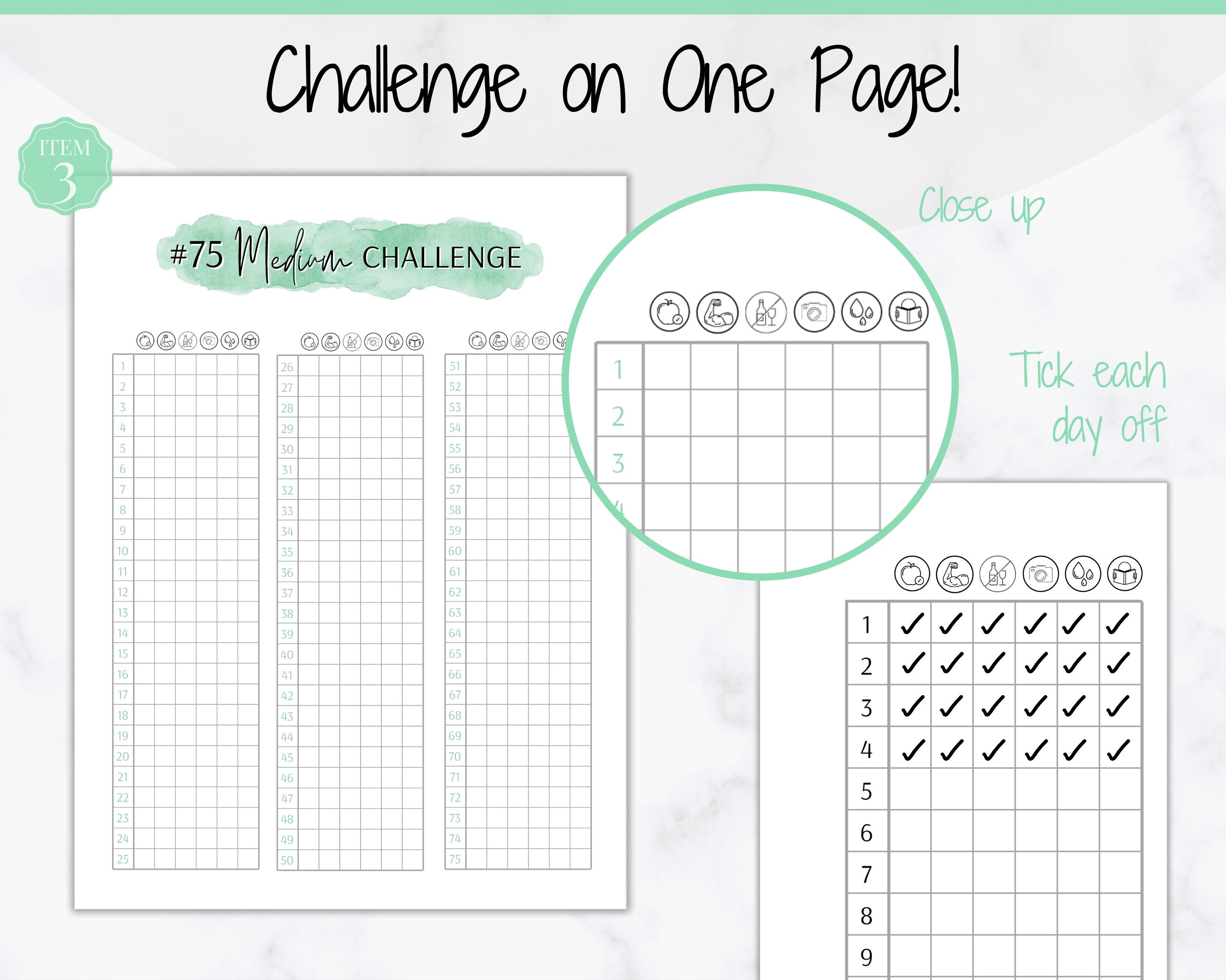 EDITABLE 75 MEDIUM Challenge Tracker 75medium Printable | Etsy