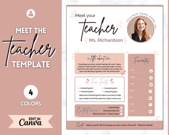 Meet the Teacher Template Editable Meet Your Teacher - Etsy