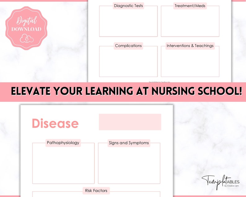 EDITABLE Nursing Patho Disease Template Pathophysiology - Etsy