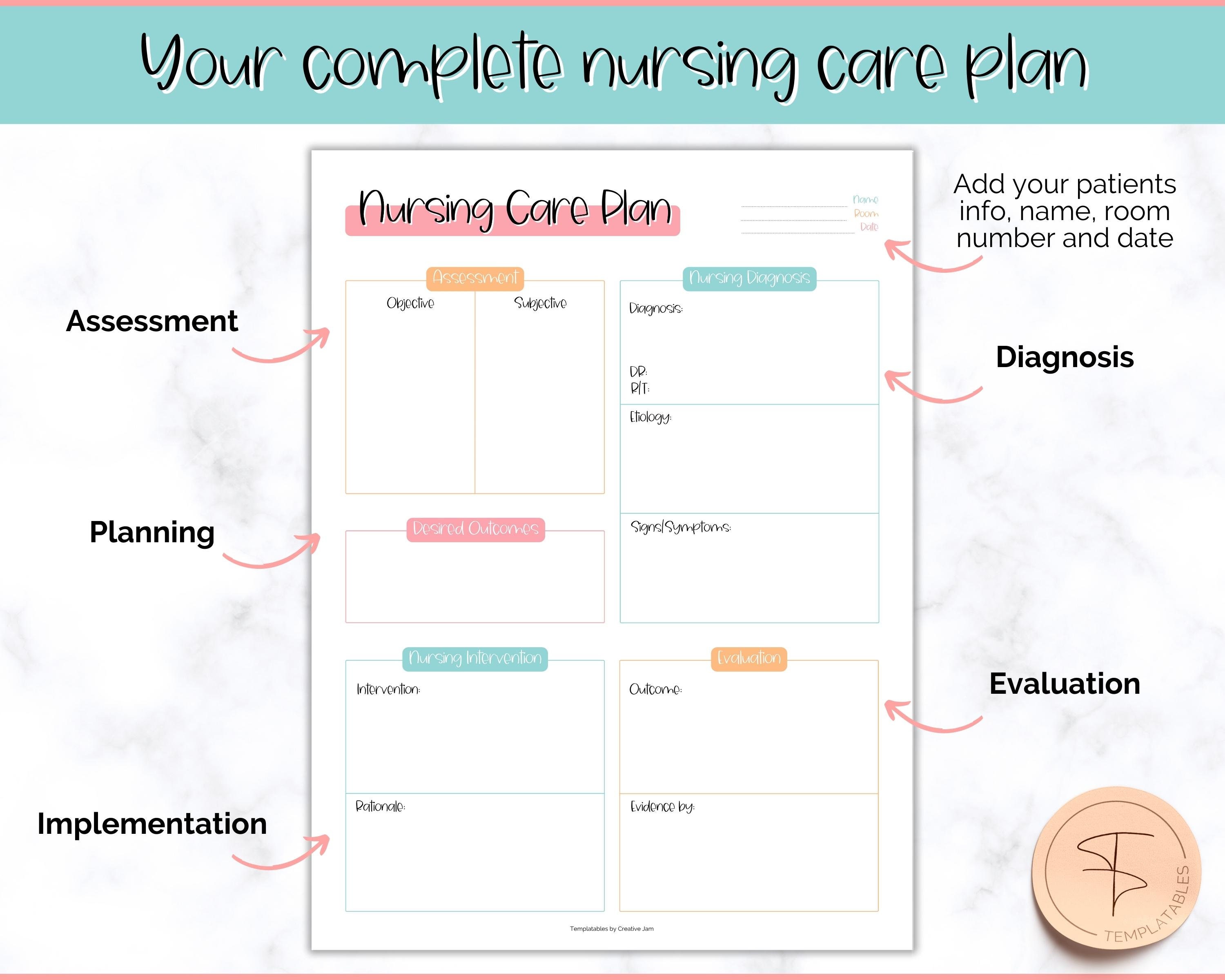 Nursing Care Plan Template Printable Nursing Notes - Etsy UK