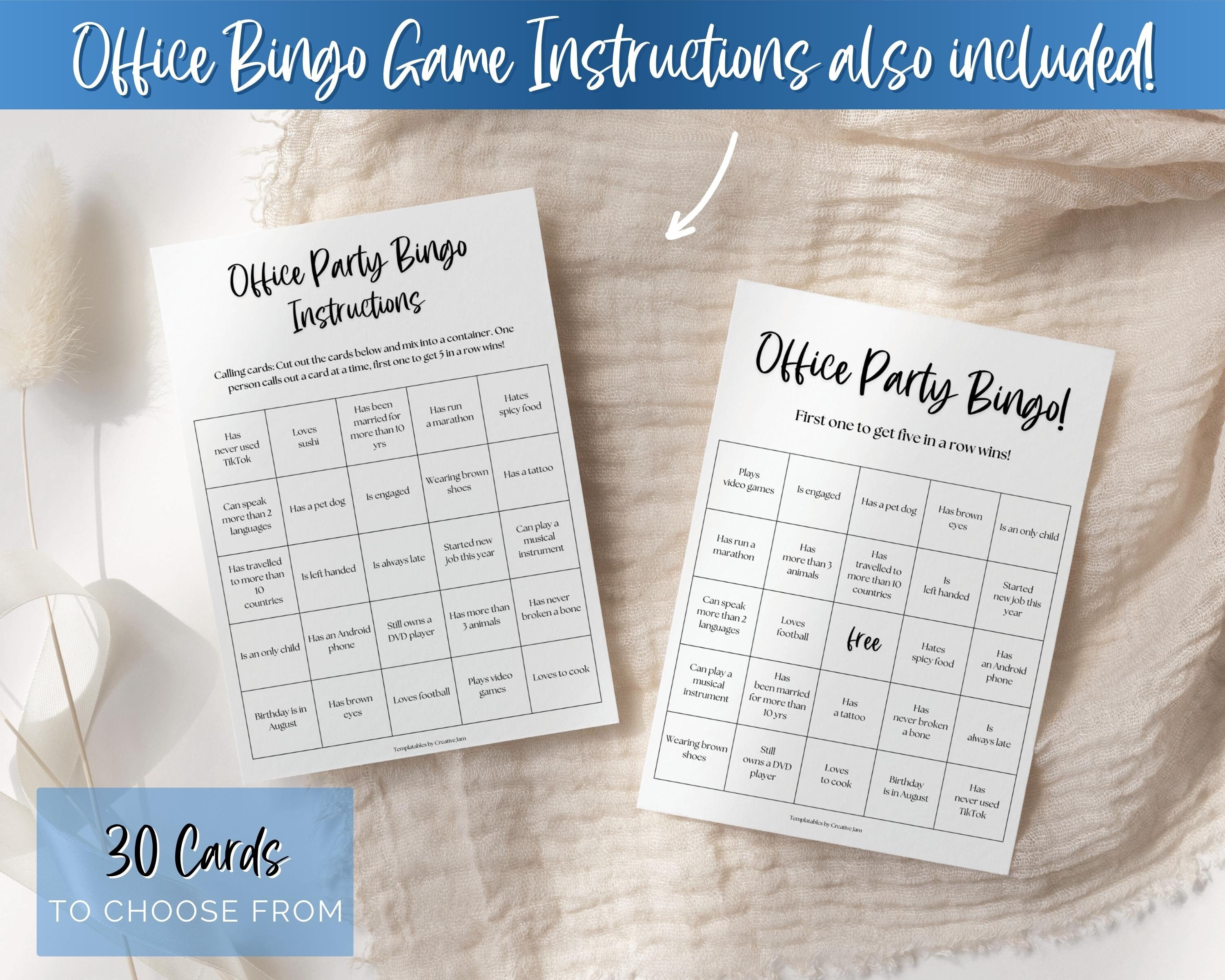 Office Bingo Office Party Games Find the Guest Who - Etsy