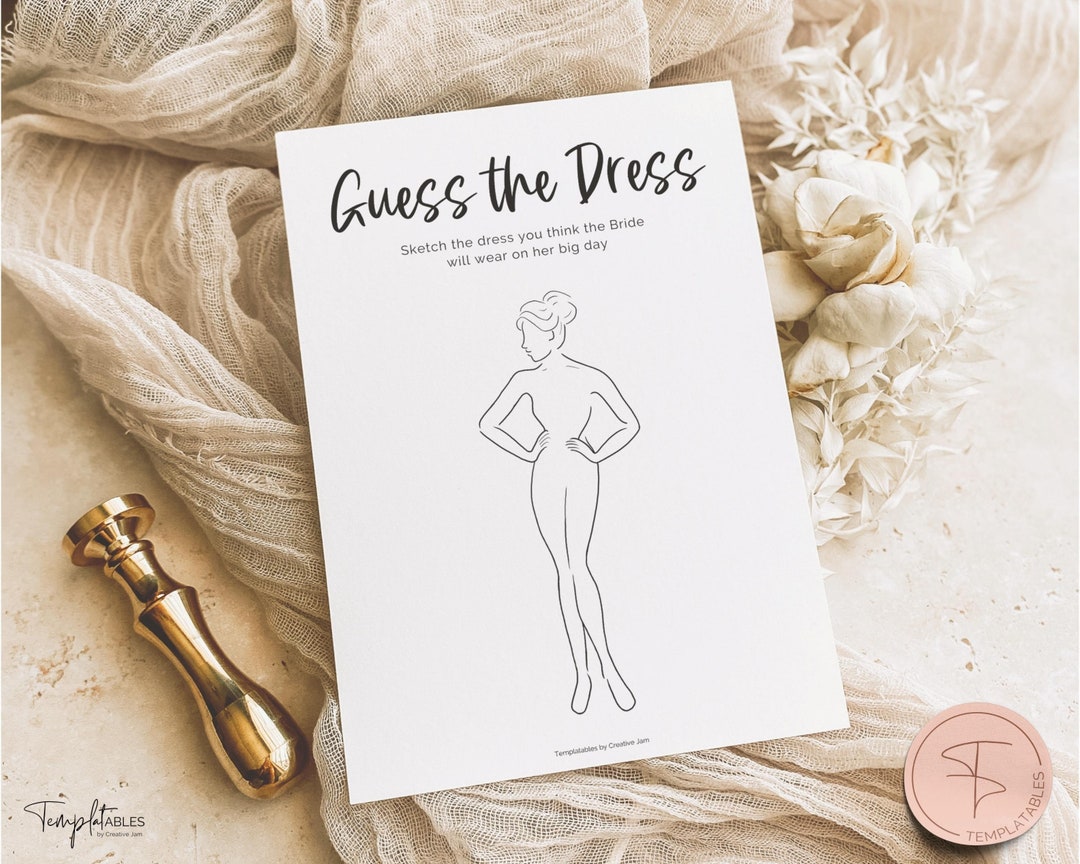 Guess the Dress Bridal Shower Game, Wedding Shower Games, Sketch the ...
