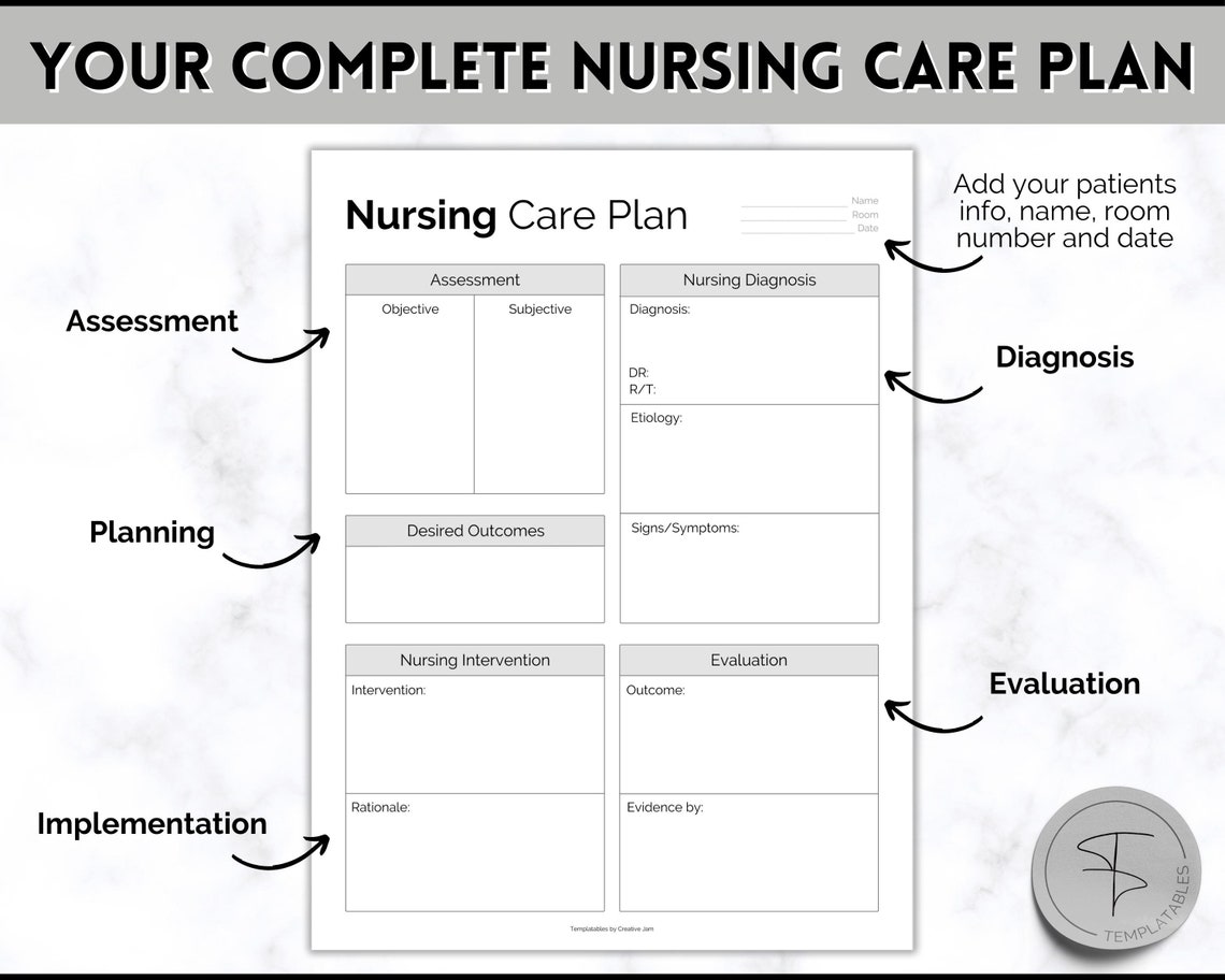 Nursing Care Plan Template, Printable Nursing Notes Assessment, Nursing ...