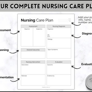 Nursing Care Plan Template, Printable Nursing Notes Assessment, Nursing ...