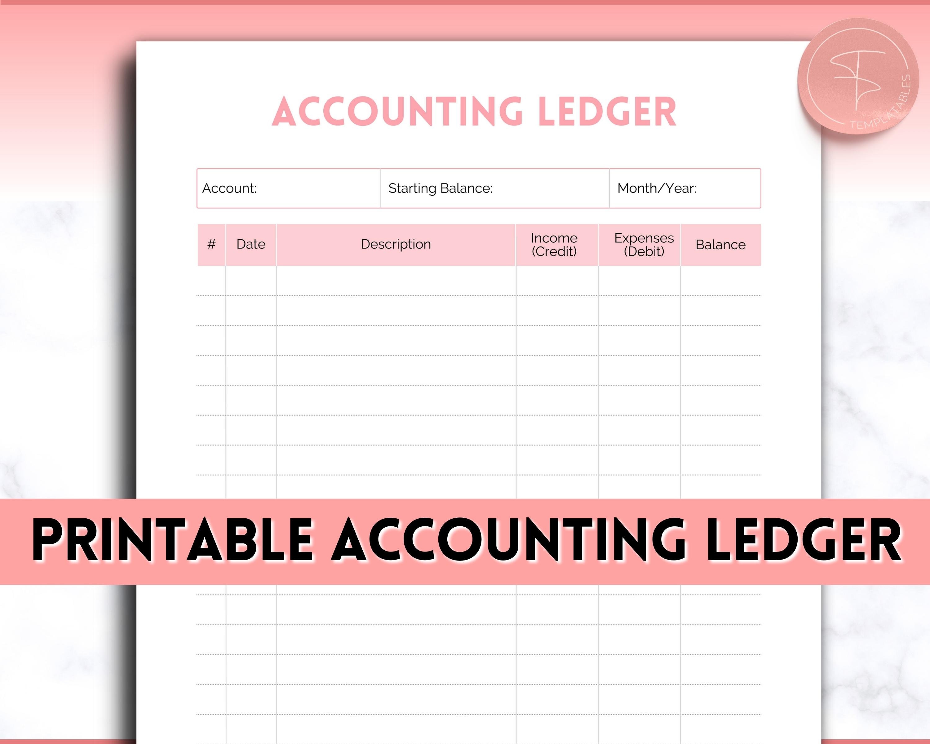 Printable General Ledger Template