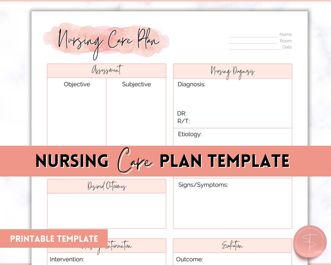 Printable Nursing Care Plan Template, Nursing Notes Assessment, Nursing ...