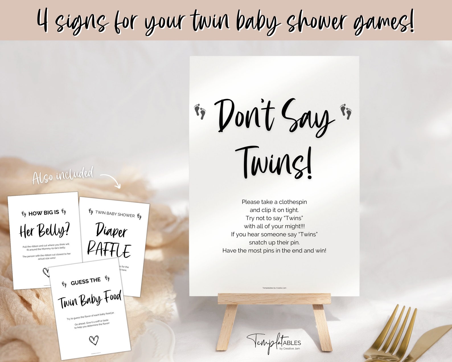 TWIN Baby Shower Games BUNDLE, 45 Twins Baby Shower Activity, Twin ...