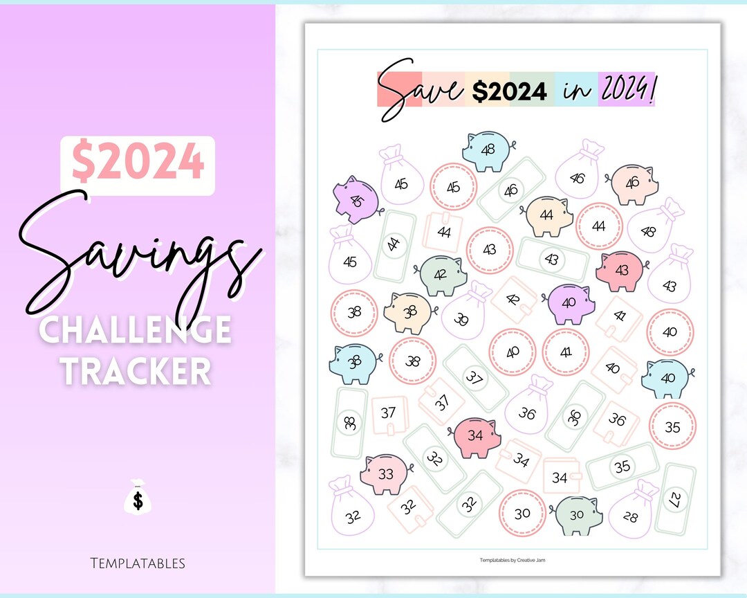 2024 Saving Tracker, 2k Savings Challenge Printable, Cash Envelopes ...