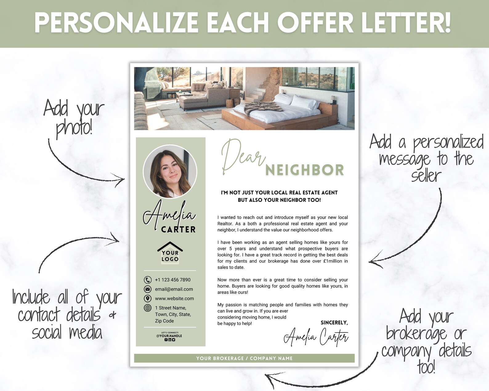 Real Estate Agent Letter Realtor Introduction Template New - Etsy