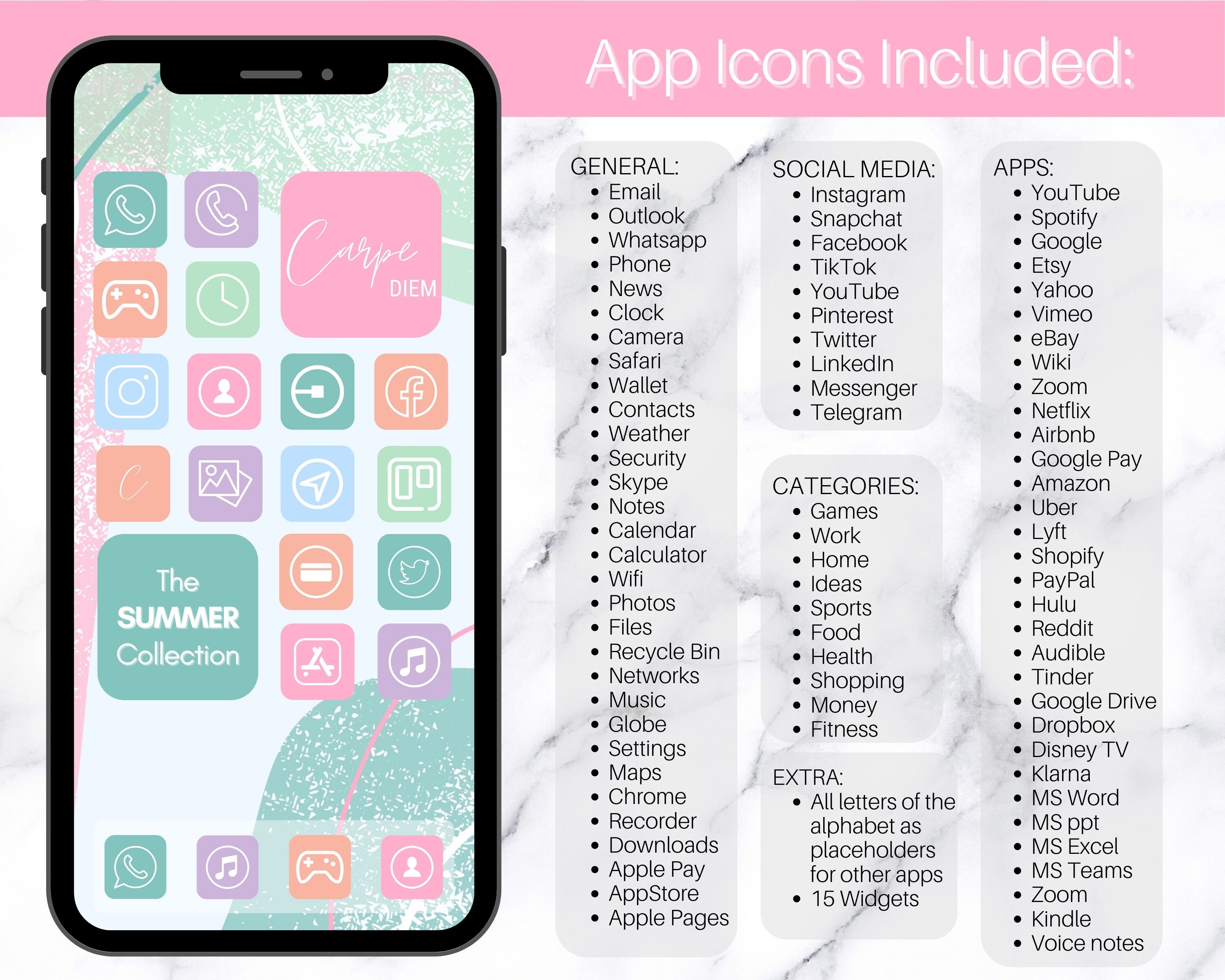 Ios 14 App Icon BUNDLE 850 Beach Vibes App Icons 850 - Etsy UK