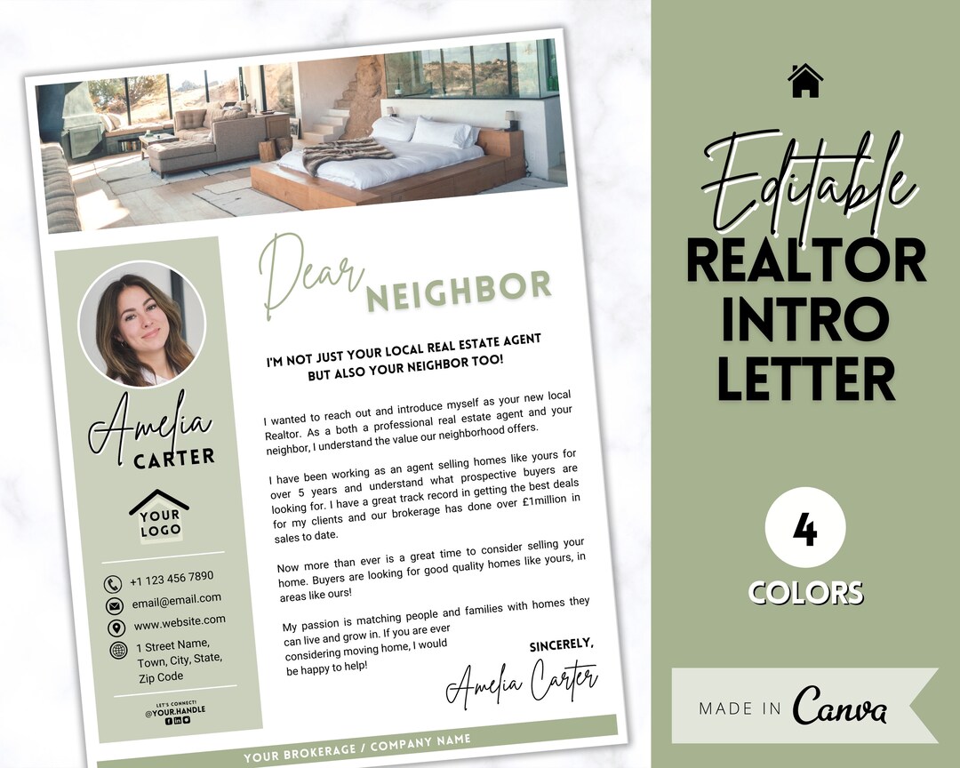 Realtor Introduction Letter, Real Estate Agent Template, New Agent ...