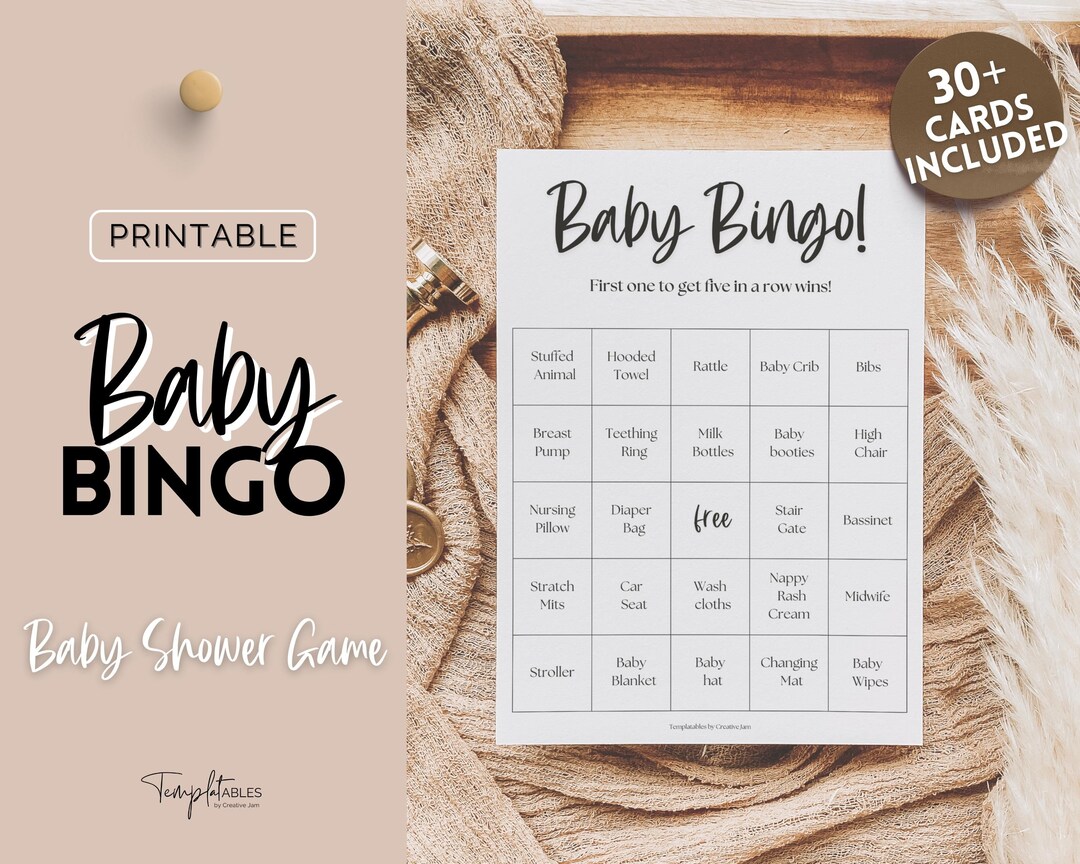 Baby Shower BINGO Game, 30 Printable Baby Bingo Games, Prefilled Cards ...