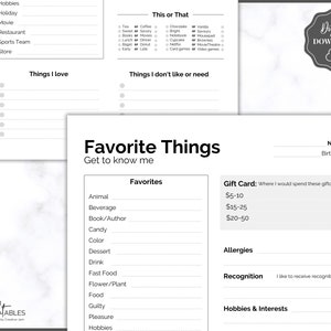 Employee Favorite Things, Get to Know You Game, Favorites List, Get to ...