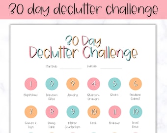 Day 30 Declutter Challenge Printable, Cleaning Planner Schedule ...