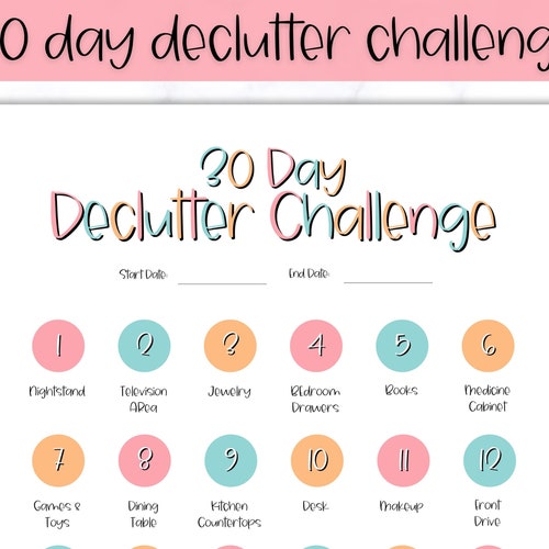 30 Day Declutter Challenge Printable Cleaning Planner - Etsy