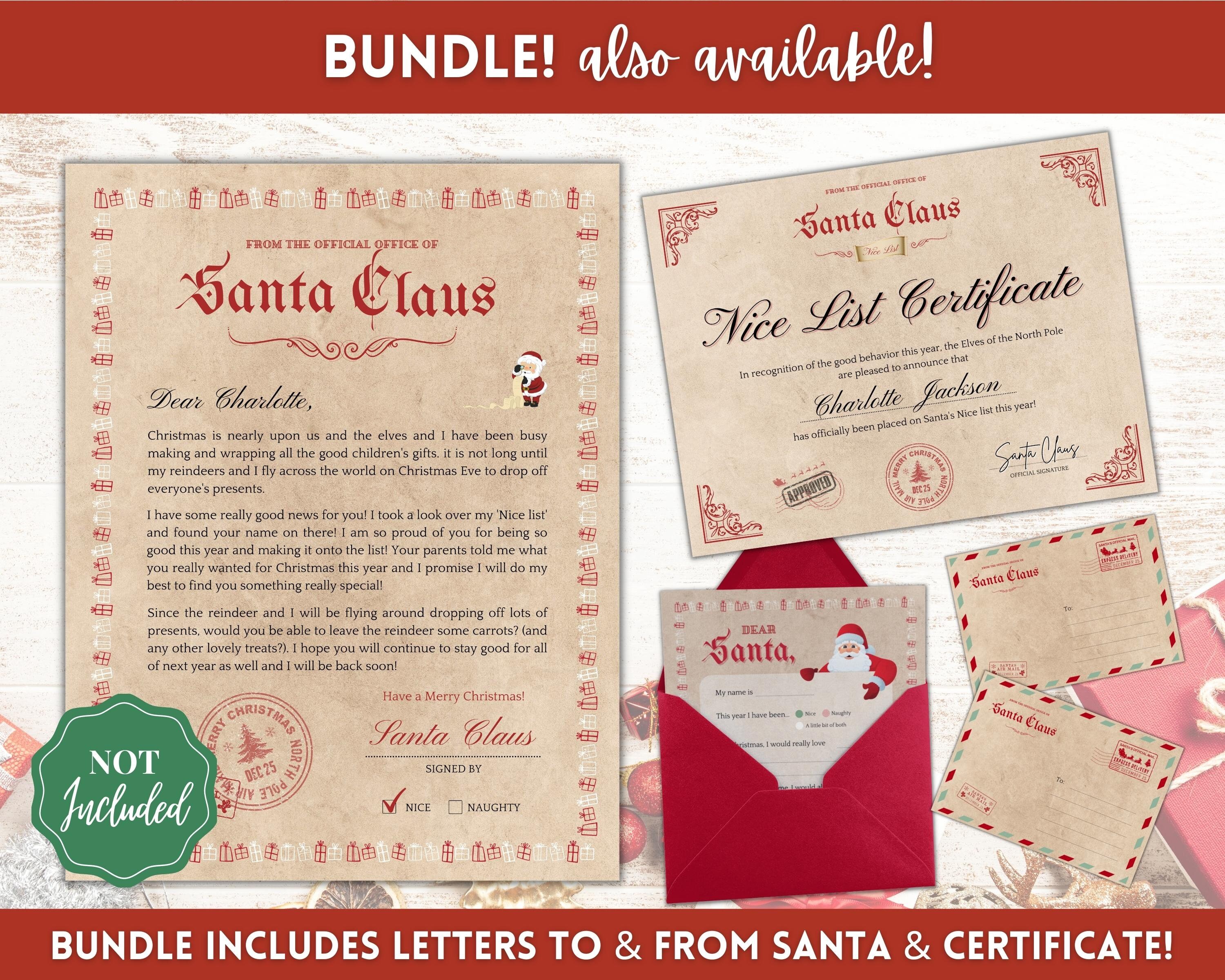 Letter From Santa Printable Personalize North Pole Mail Nice | Etsy