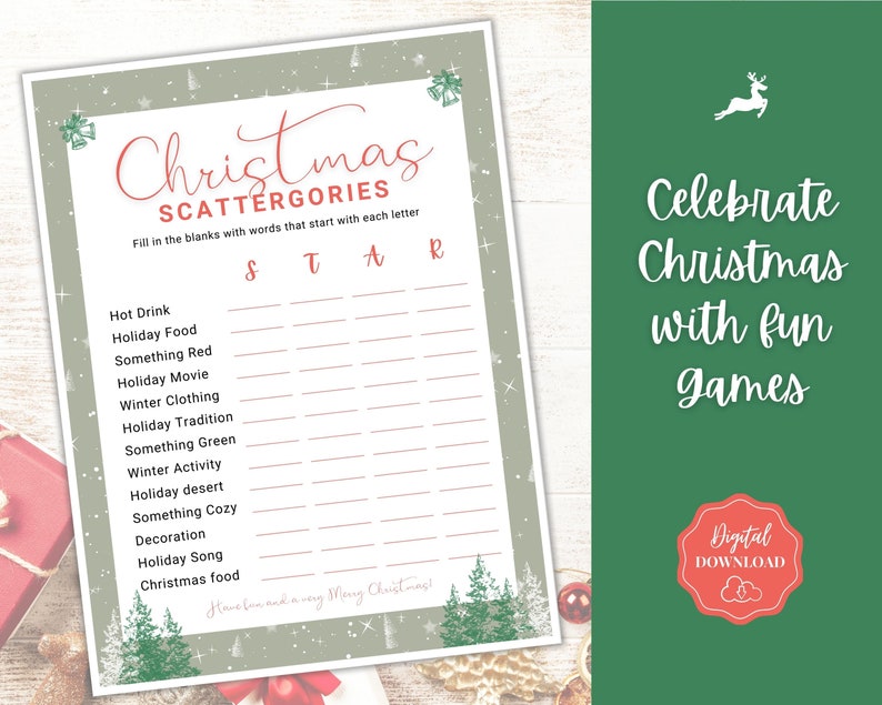 Christmas Scattergories Game! Holiday Game Printables, Xmas Party Game ...
