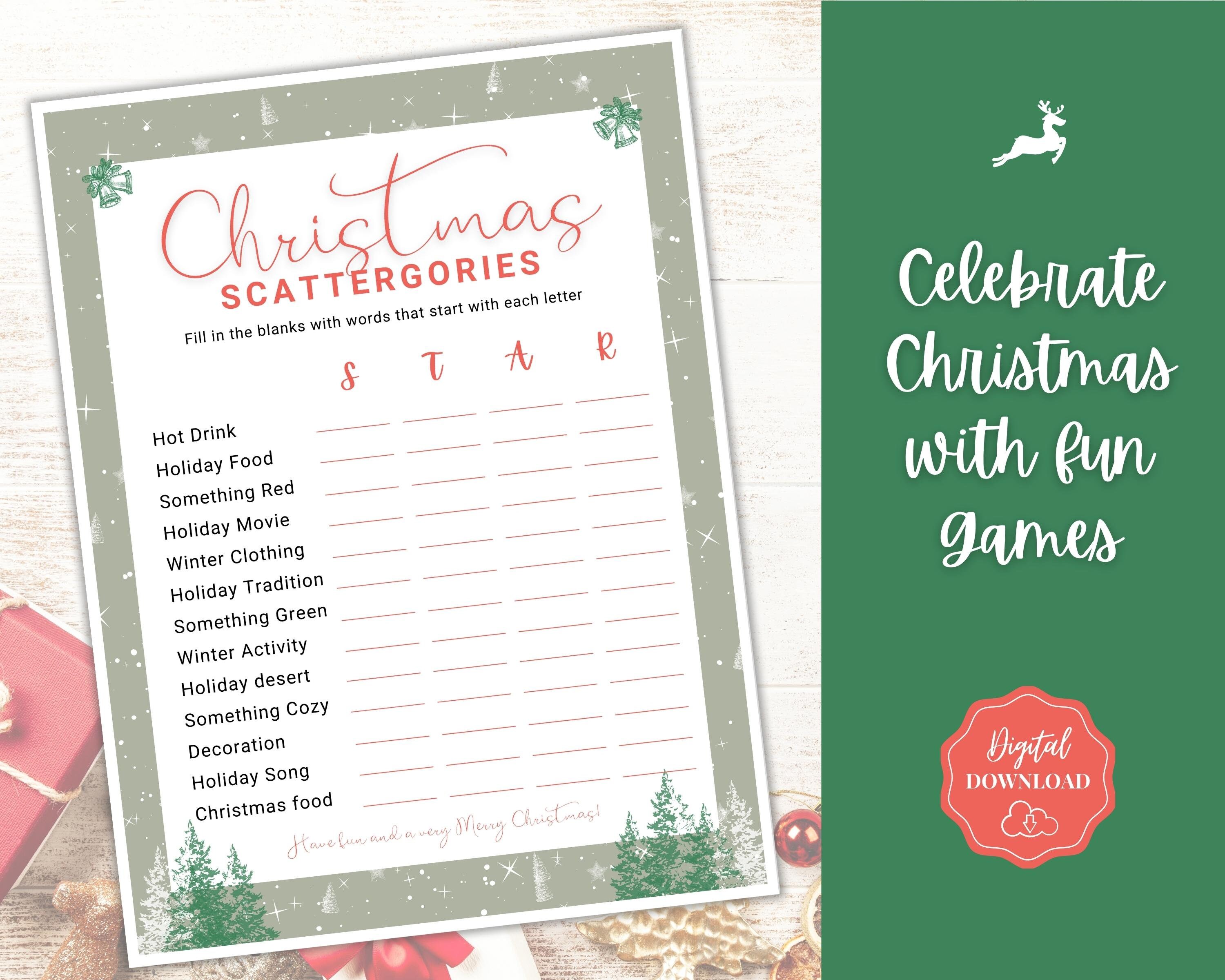 Christmas Scattergories Game! Holiday Game Printables, Xmas Party Game ...