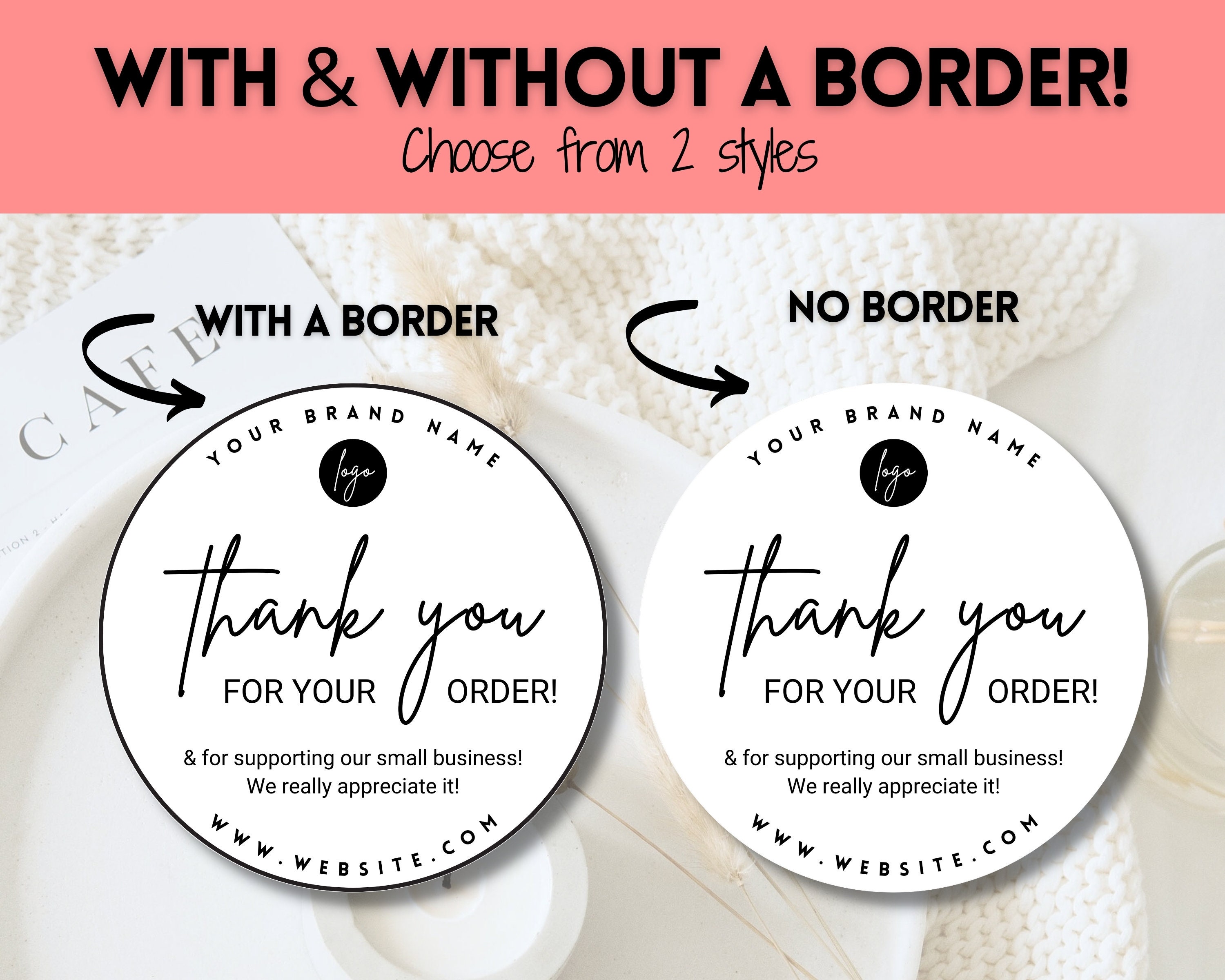 EDITABLE Thank You Sticker Digital Thank You Label Template - Etsy