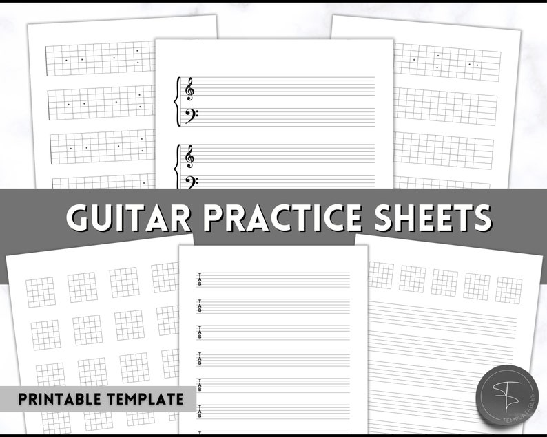 Printable Guitar Practice Sheet BUNDLE Guitar Chord Sheets - Etsy