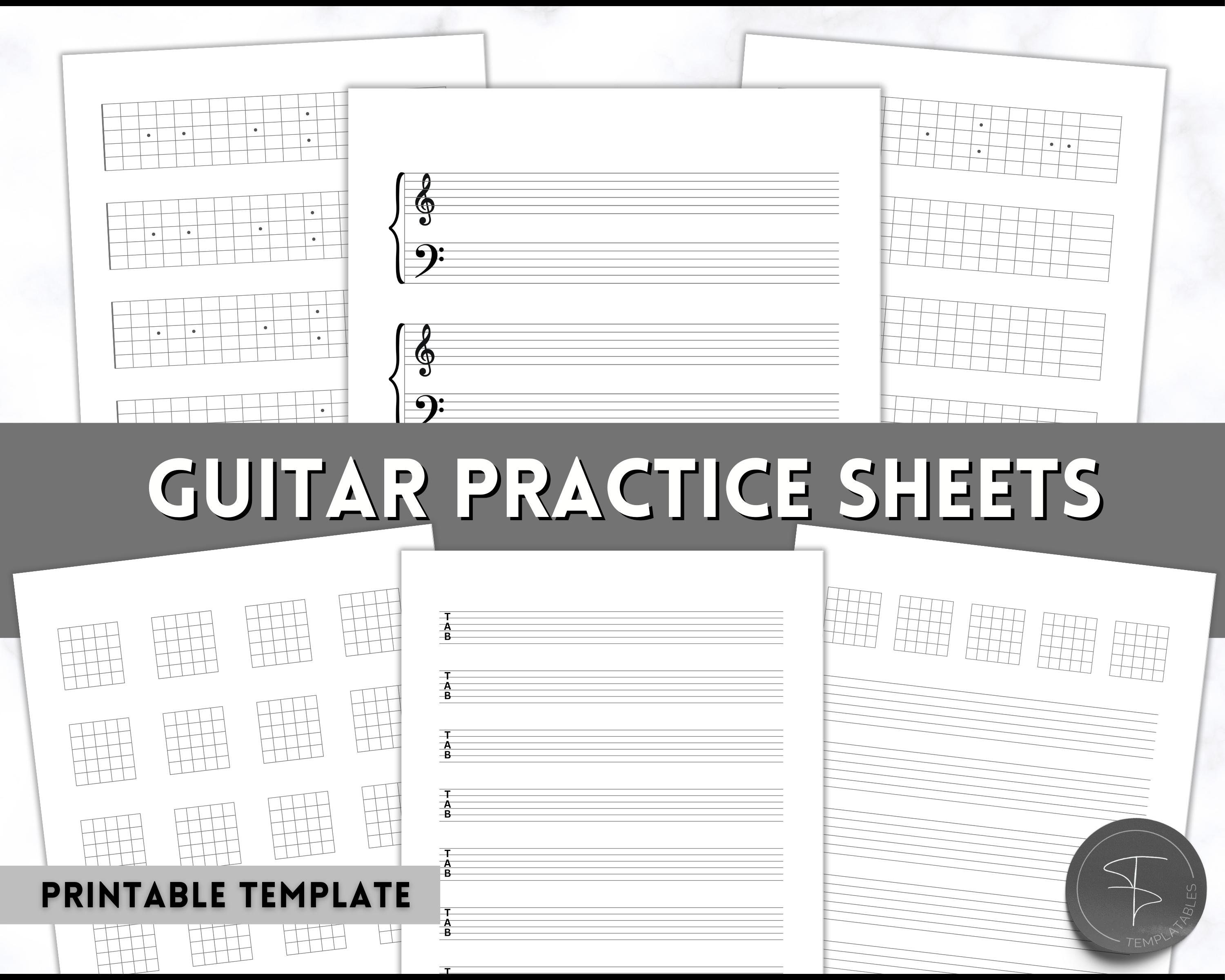 Printable Guitar Practice Sheet BUNDLE Guitar Chord Sheets - Etsy