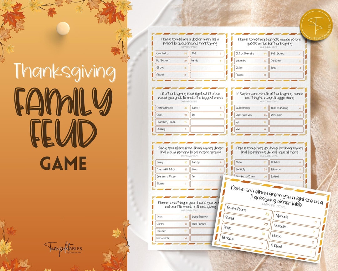 Thanksgiving Family Feud Game, Thanksgiving Friendly Feud Games, Family ...