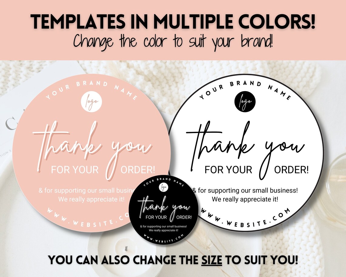 EDITABLE Thank You Sticker, Digital Thank You Label Template, Thank You ...
