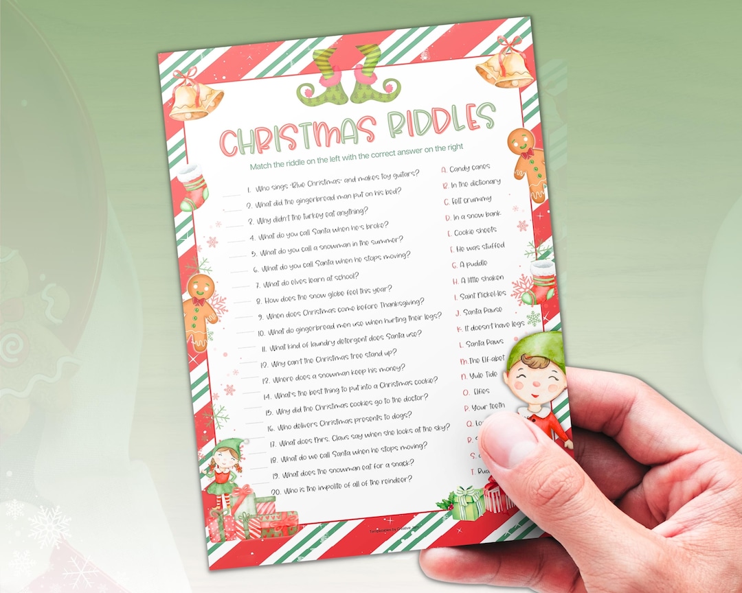 Christmas Riddles Game! Printable Holiday Trivia, Xmas Party Game, Fun ...