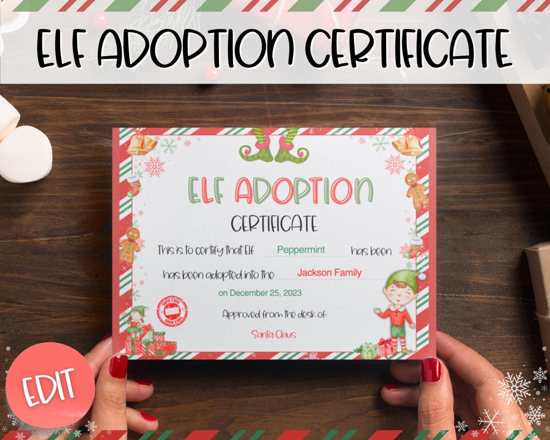 EDITABLE Elf Adoption Certificate, Elf Welcome Kit, Elf Arrival Letter ...