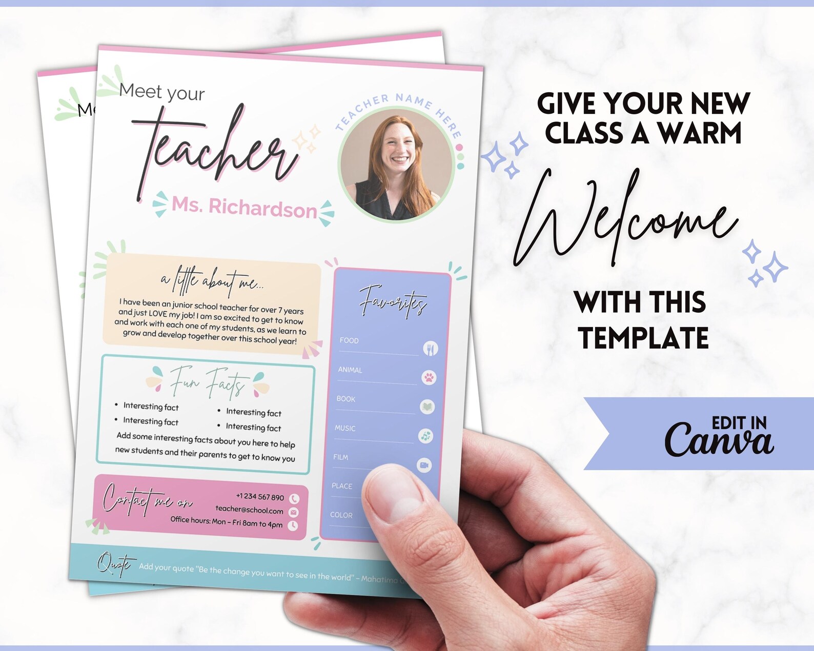 EDITABLE Meet the Teacher Template, Meet Your Teacher Introduction ...