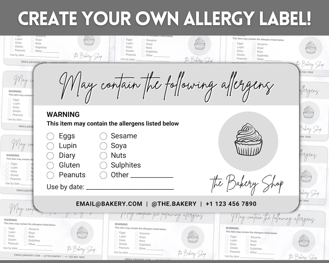 EDITABLE Allergy Label Template Allergen Label Allergy | Etsy