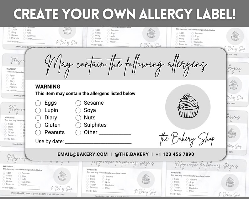 EDITABLE Allergy Label Template Allergen Label Allergy | Etsy