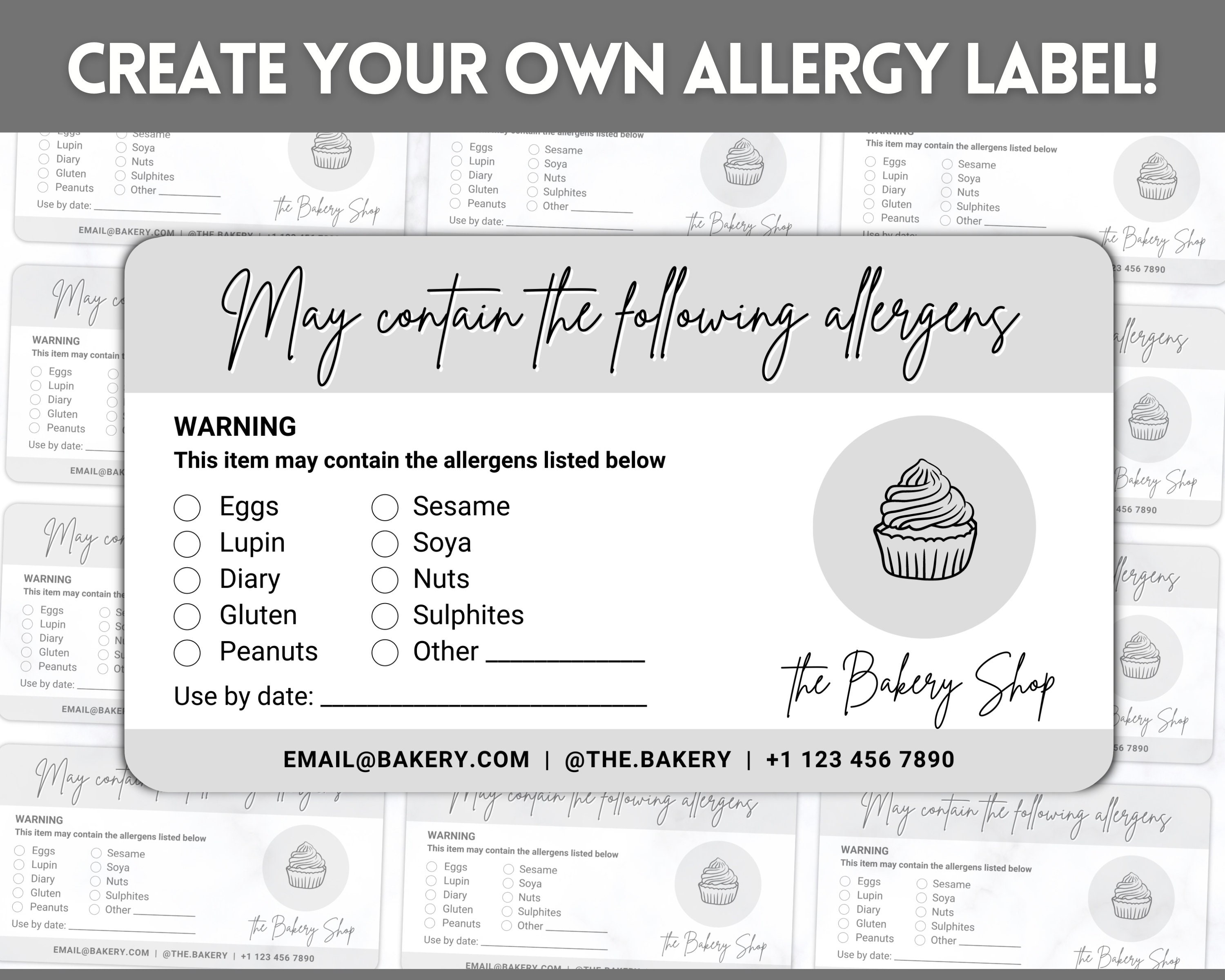 EDITABLE Allergy Label Template Allergen Label Allergy - Etsy