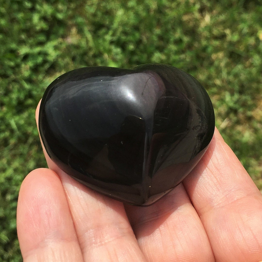 Obsidian Pebble Celestial Eye Heart 55.22 Grams - Etsy