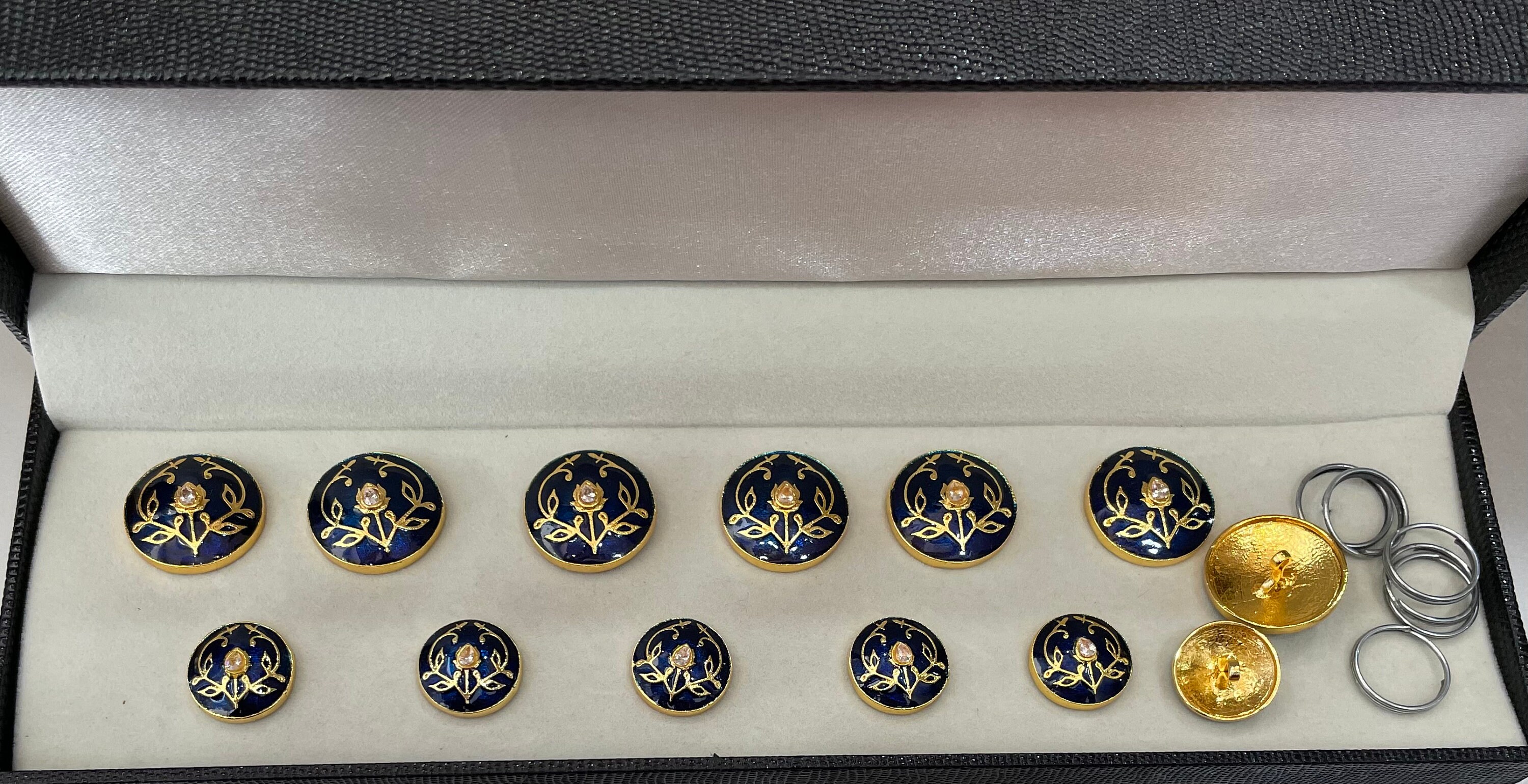 Blue and Gold Designer Shank Sherwani Buttons in a Set of 13 - Etsy