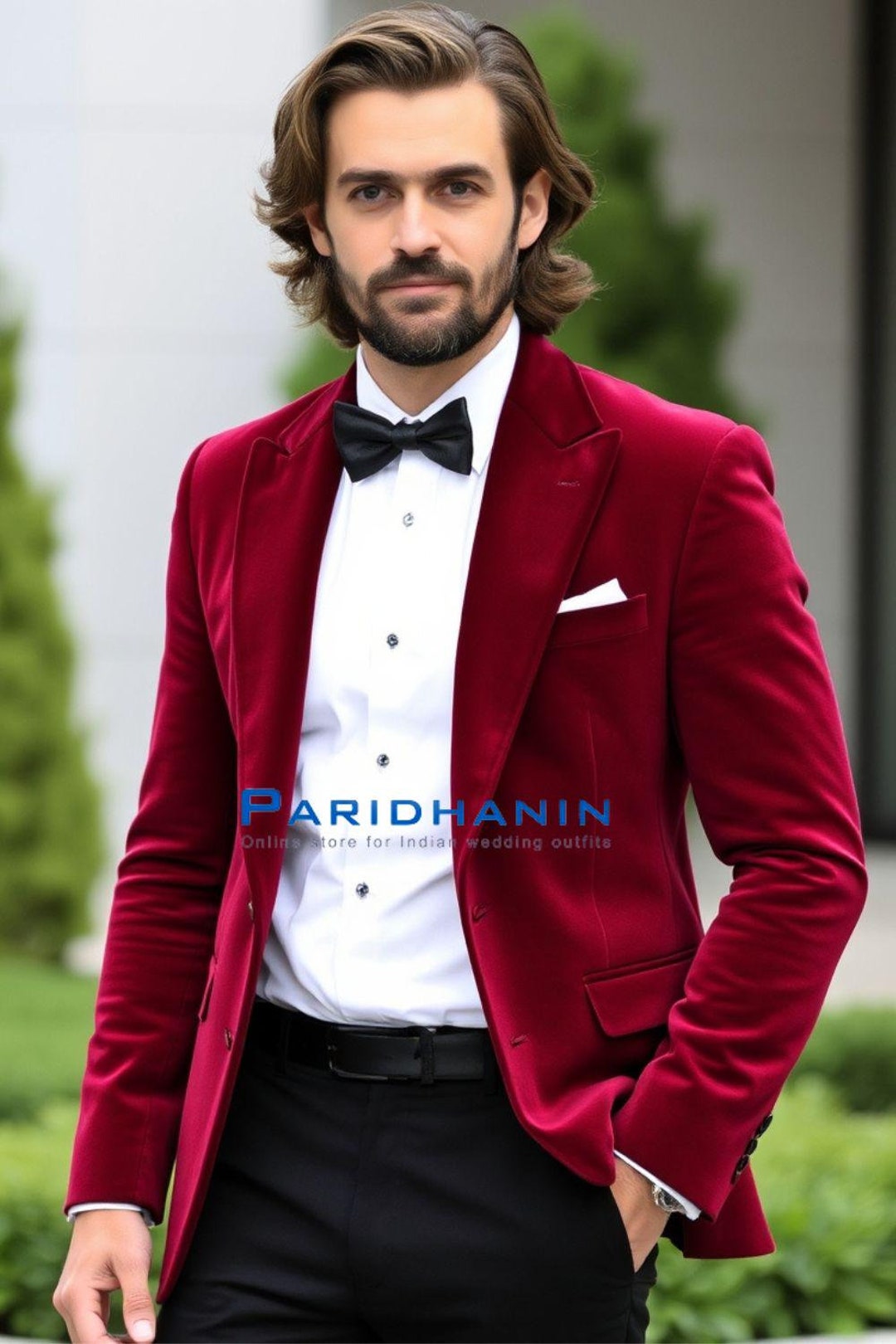 Burgundy Velvet Tuxedo Jacket – Stylish and Luxurious Formal Wear ...